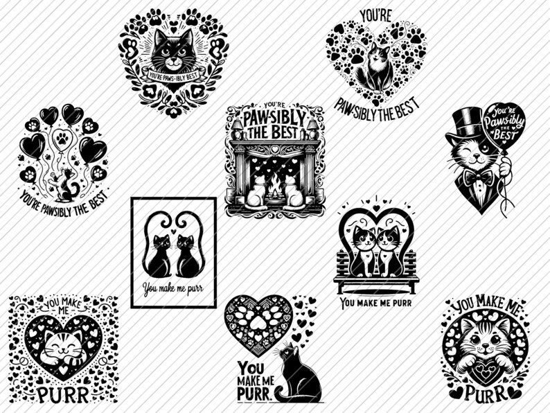 Funny Valentine Cat SVG Bundle, Cat Svg, Cat Png, Funny Cat Svg, Cute ...
