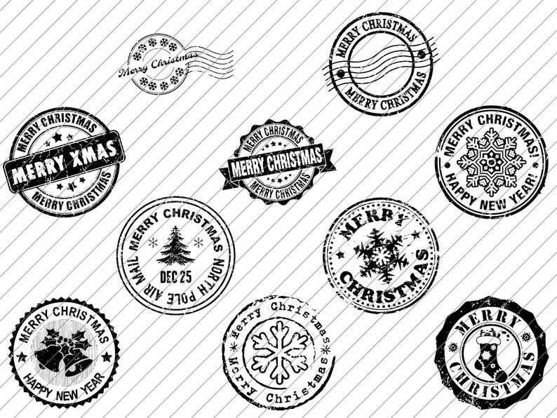 Christmas Stamps SVG Bundle: North Pole, Santa Mail (digital Download ...