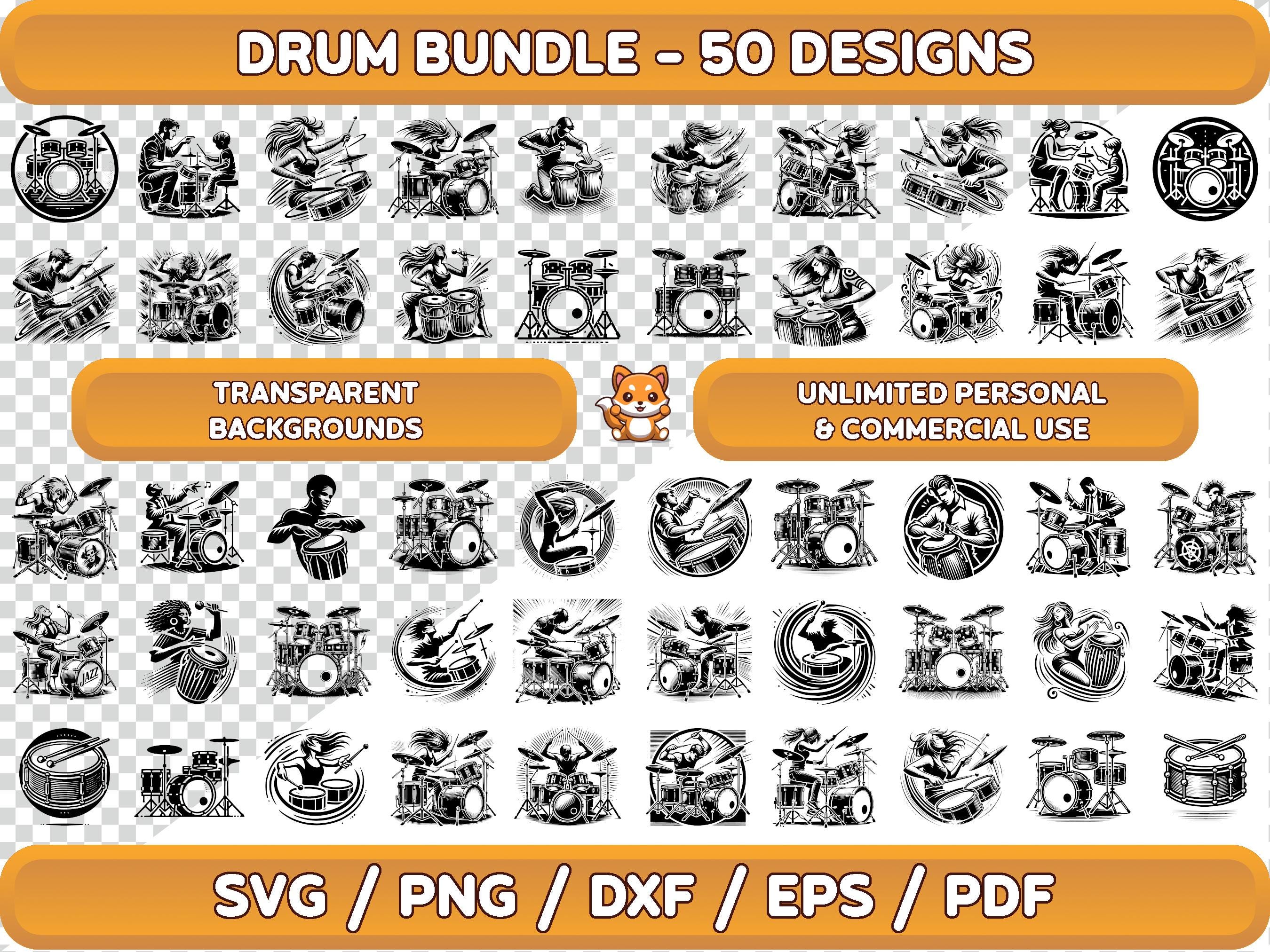 Drums SVG Clipart Bundle: 50 Music Designs (digital Download) - Etsy