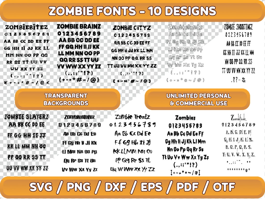 Buy 10 Zombie Font Svg Bundle Halloween Font Canva Font Online in India ...