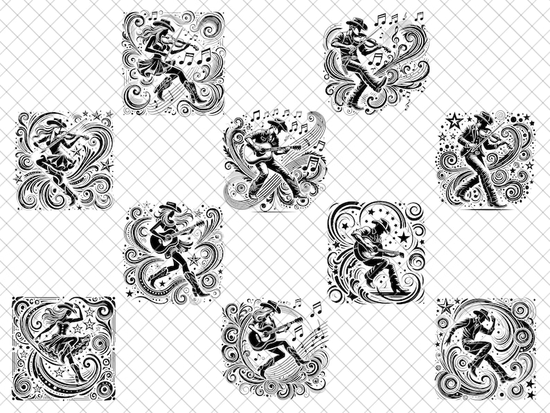 Western Line Dance Clipart Bundle: 50 SVG PNG Designs (digital Download ...