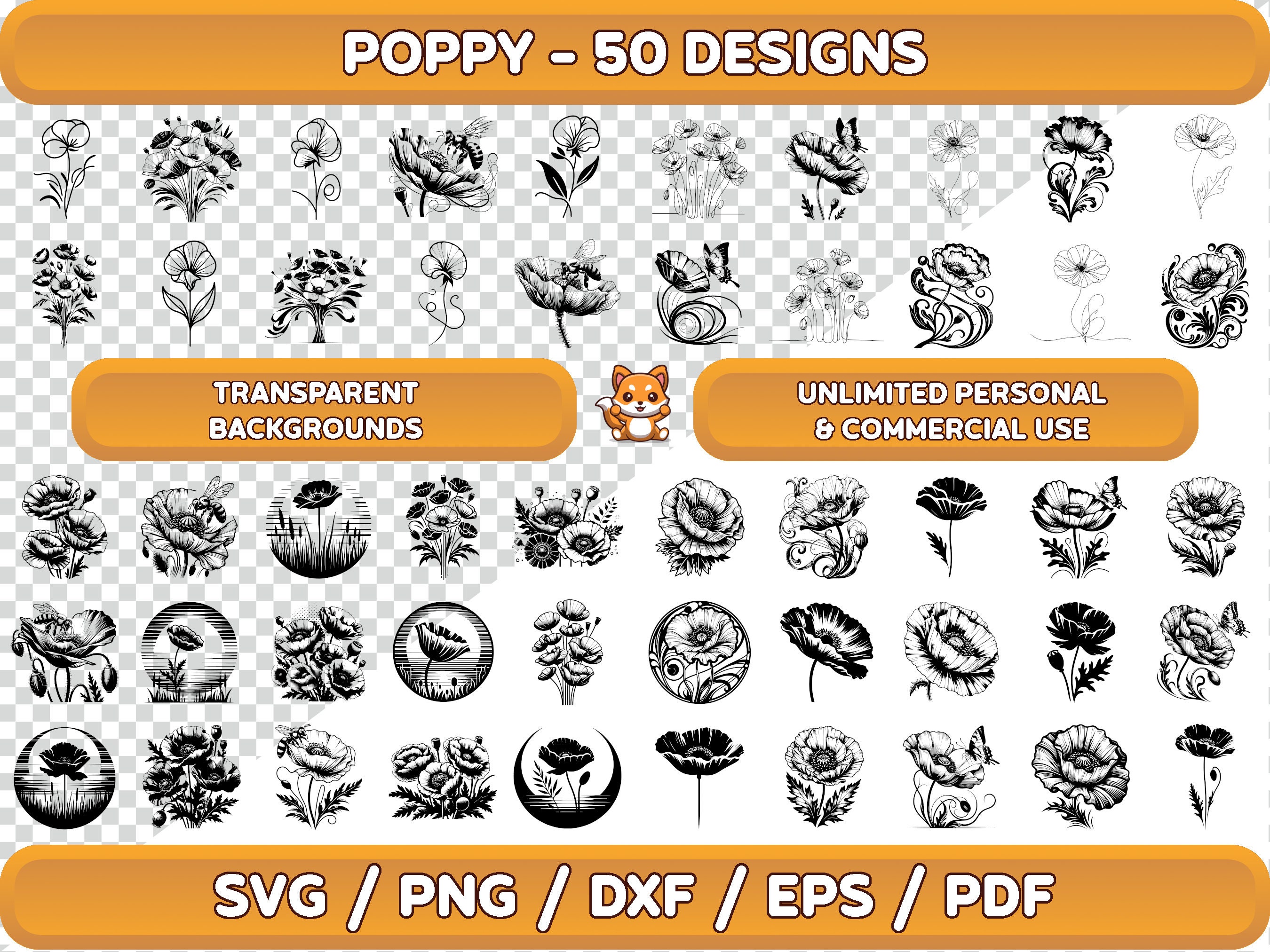 Poppy SVG Bundle, Poppy PNG, Poppy Clipart, Poppy Decal, Poppy Bundle ...