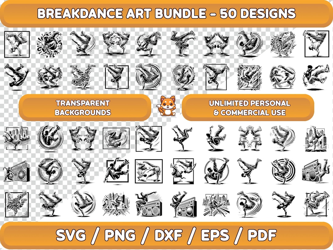 Breakdance Art Bundle: 50 Urban Dance Designs (SVG, PNG, PDF) - Etsy