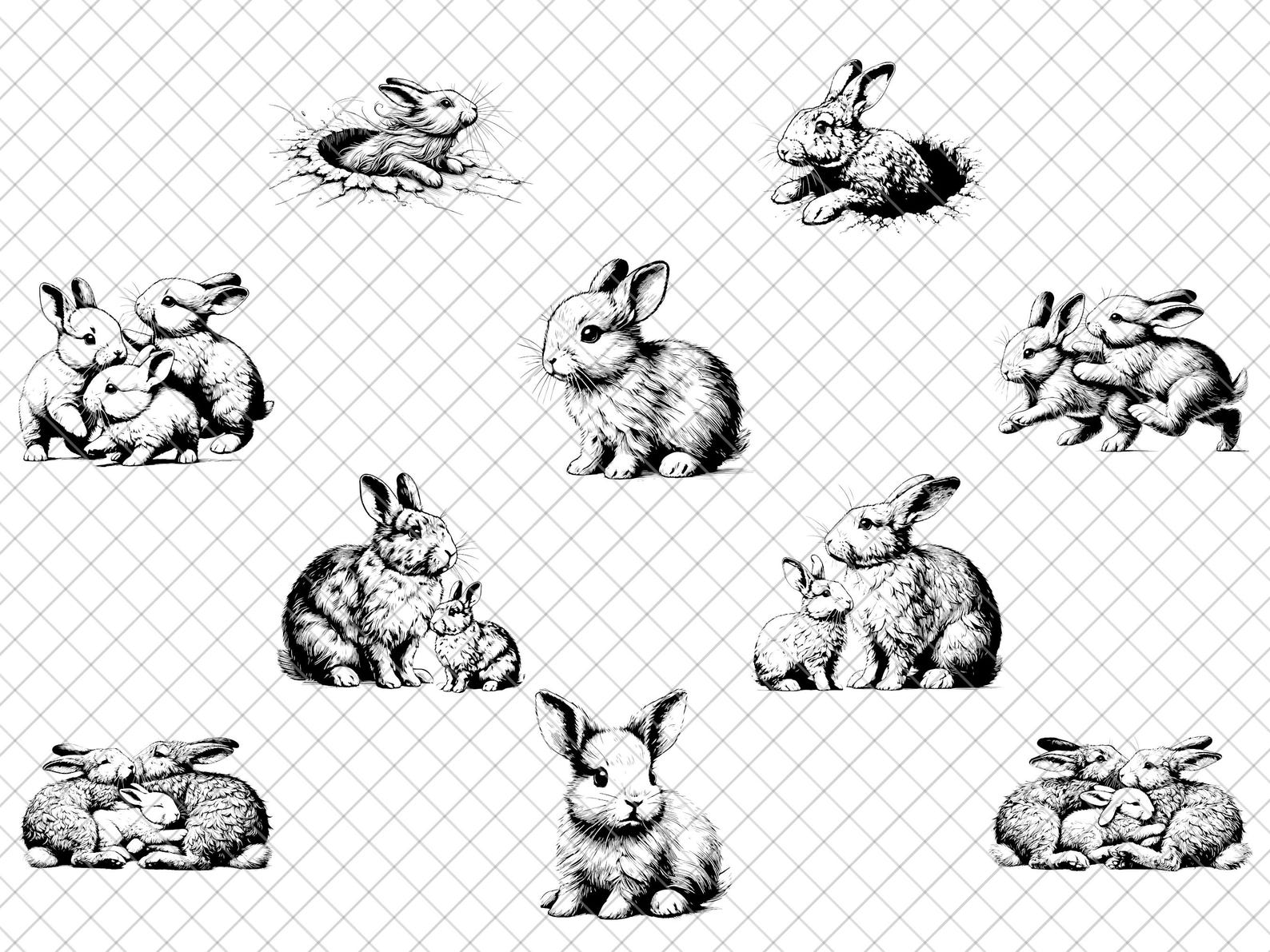 Rabbit SVG Bundle: 50 Bunny Clipart Designs (digital Download) - Etsy