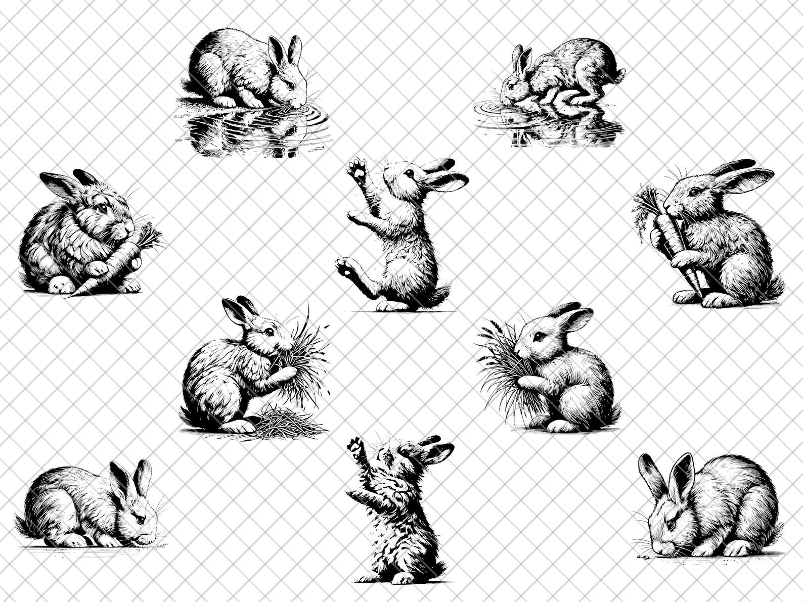 Rabbit SVG Bundle, Rabbit Clipart, Rabbit PNG, Rabbit Wall Art, Rabbit ...
