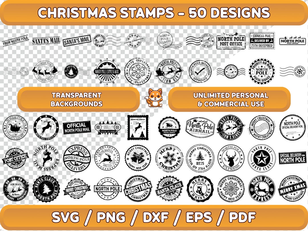 Christmas Stamps SVG Bundle: North Pole, Santa Mail (digital Download ...