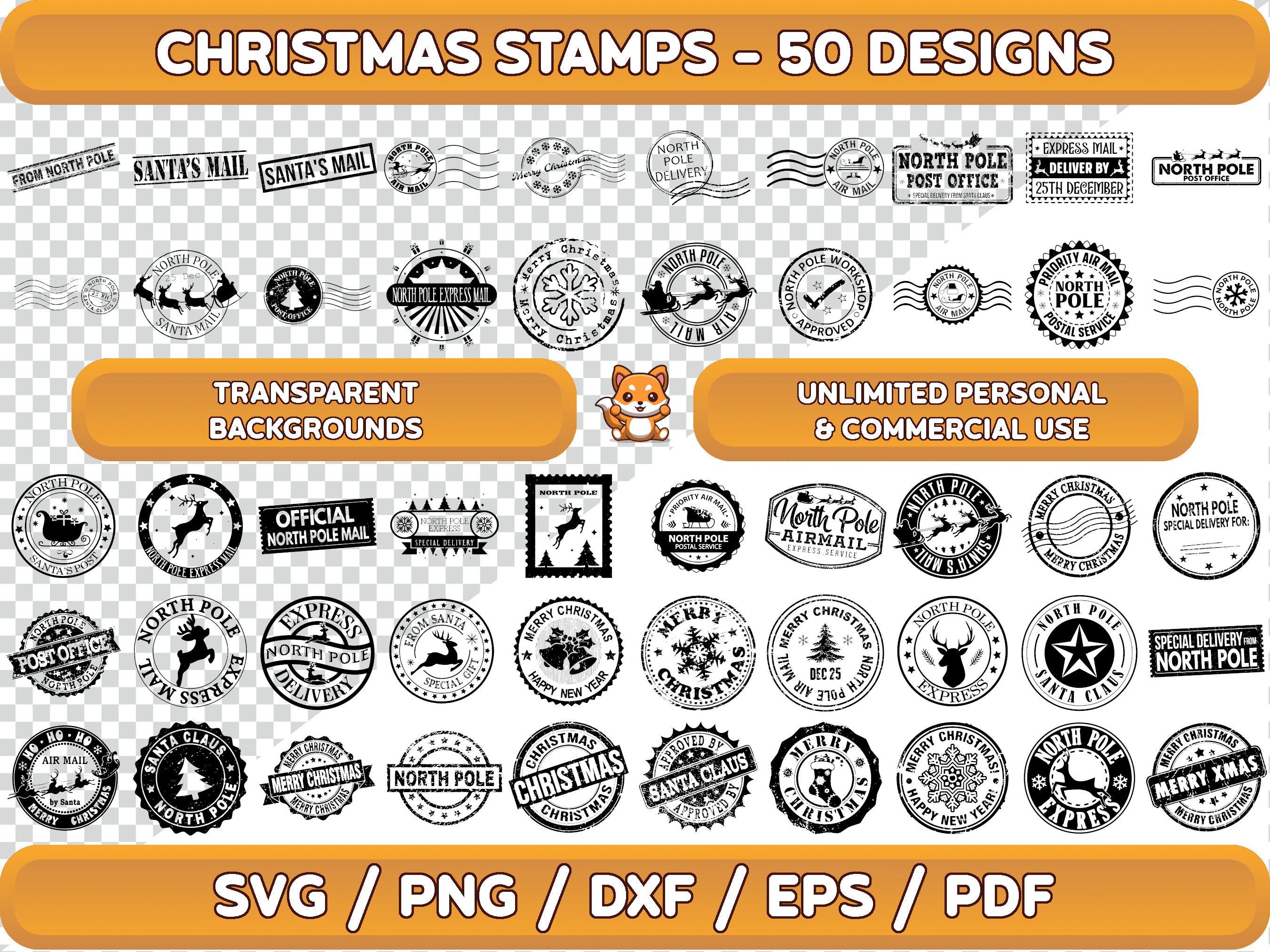 Christmas Stamps SVG Bundle: North Pole, Santa Mail (digital Download ...