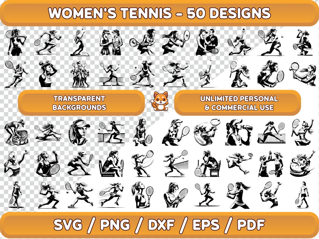 Women Tennis SVG Bundle, Tennis Silhouette, Tennis Svg, Tennis Png ...