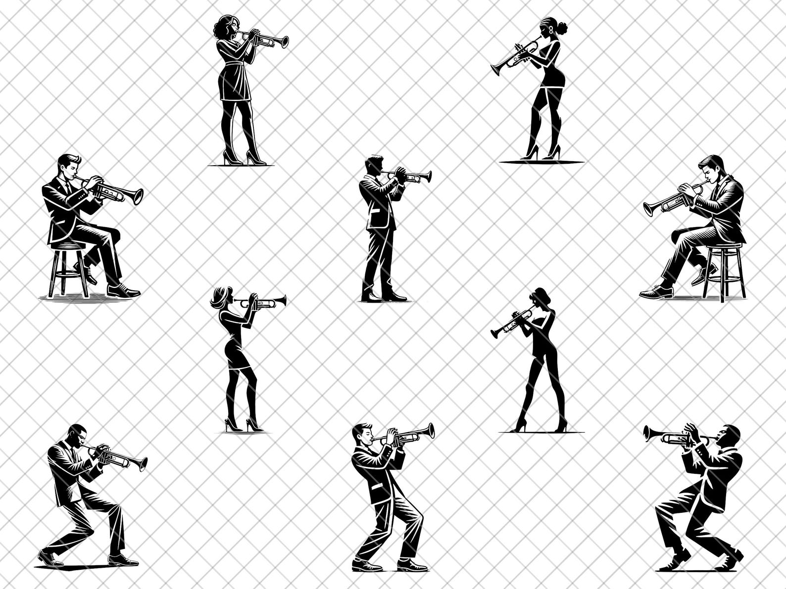 Trumpet Art Bundle, Trumpet Svg, Trumpet Clipart, Trumpet Png, Trumpet ...