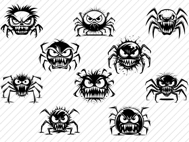 Cartoon Spider Svg Bundle, Halloween Clipart (svg, Png, Dxf, Eps, Pdf ...