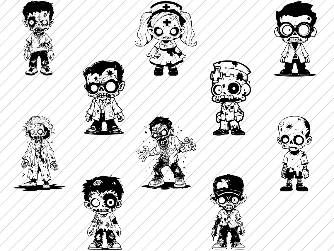 Zombie Svg Bundle, Cartoon Zombie, Zombie Bundle, Monster Svg, Kawaii ...