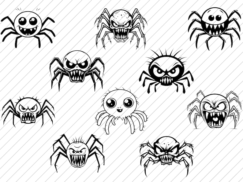 Cartoon Spider Svg Bundle, Halloween Clipart (svg, Png, Dxf, Eps, Pdf ...