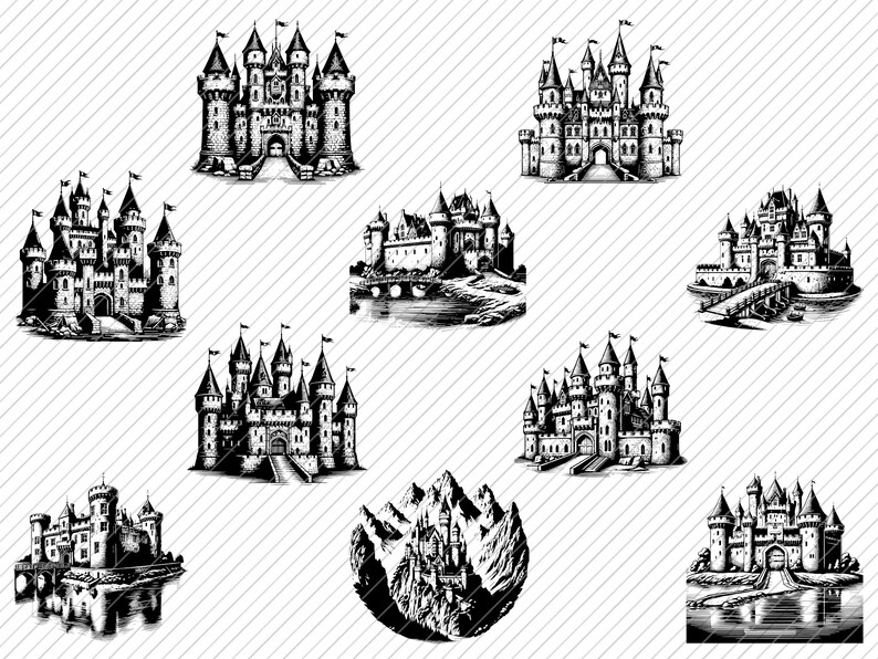 Castle Silhouette SVG Bundle, Castle Svg, Castle Png, Castle Clipart ...