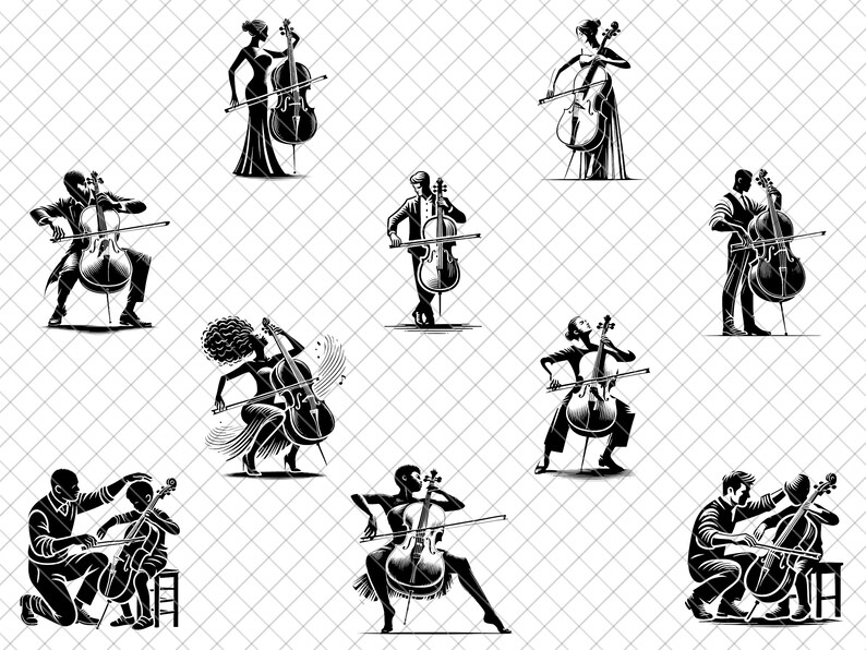 Cello Art Bundle, Cello Svg, Cello Clipart, Cello Png, Cello Wall Art ...