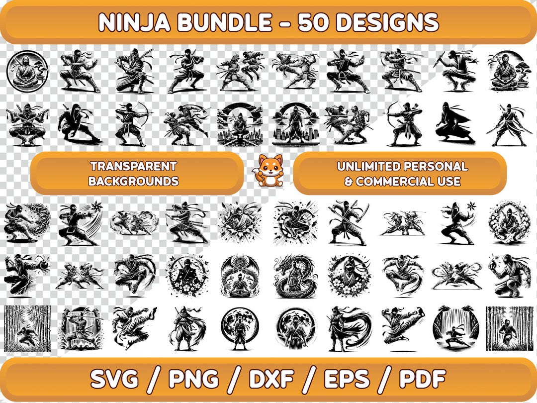 Ninja SVG Bundle: 50 Samurai Designs (digital Download) - Etsy