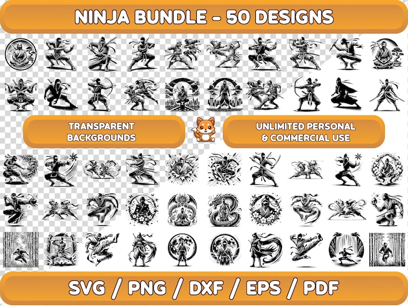 Ninja SVG Bundle: 50 Samurai Designs (digital Download) - Etsy