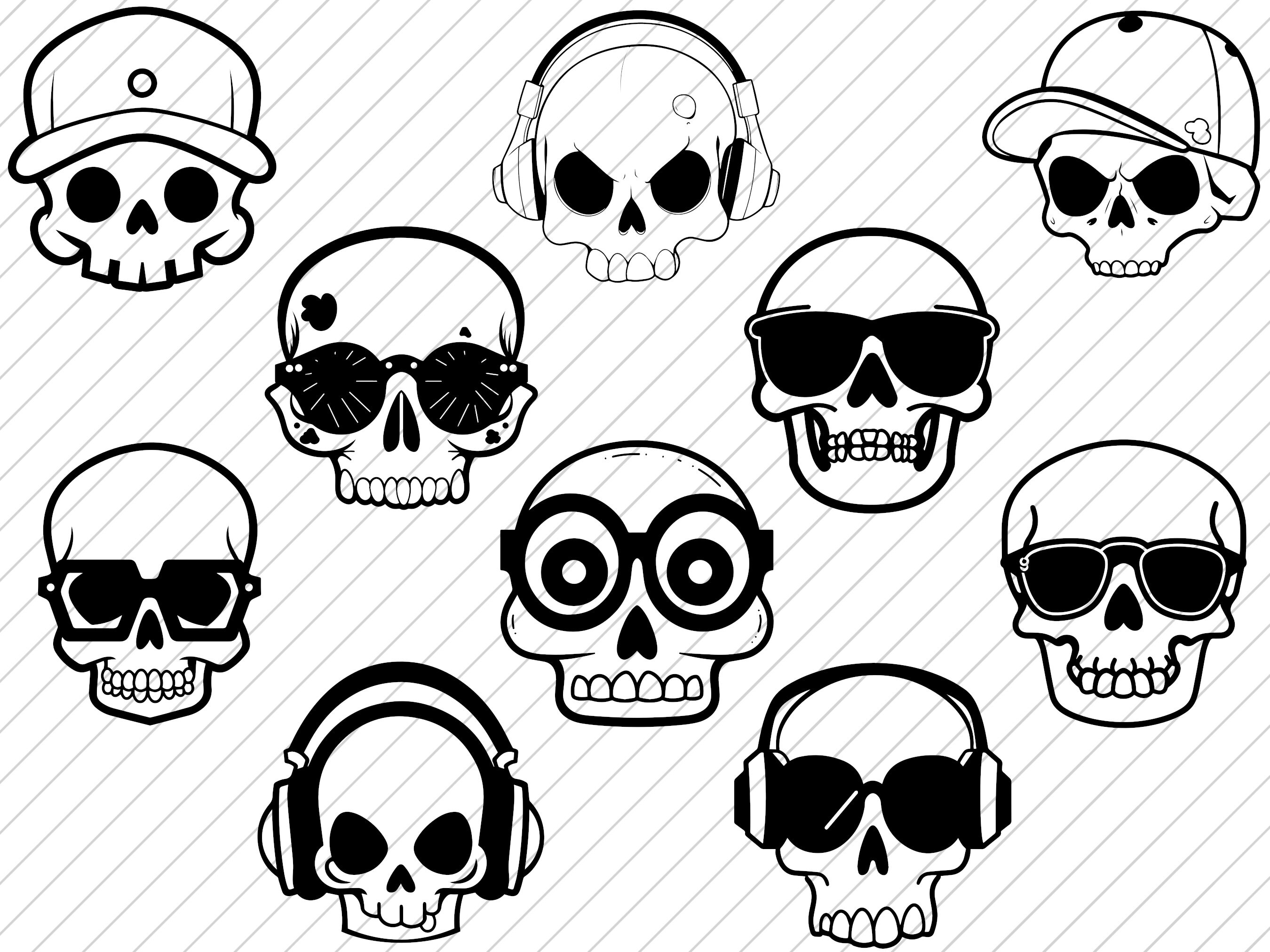 Skull Svg Bundle, Skull Png Bundle, Skull Png, Cute Svg, Kawaii Svg ...