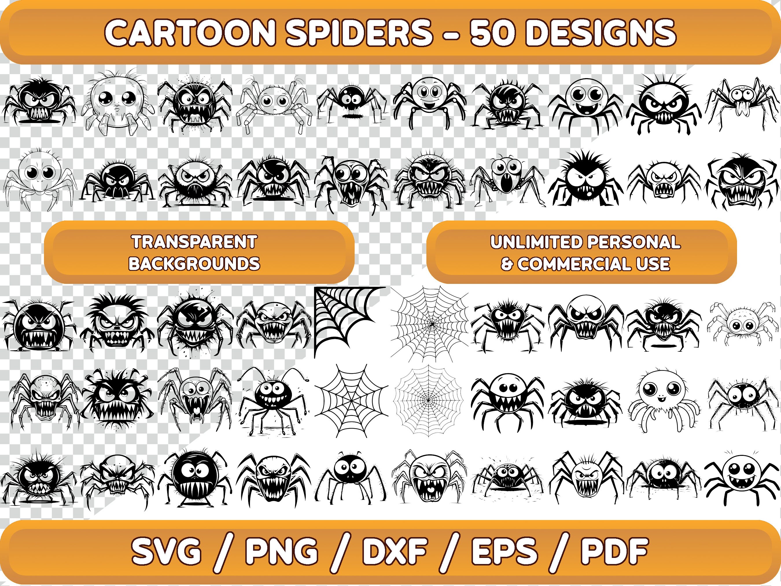 Spider Svg Bundle, Cartoon Spider Bundle, Halloween Spider Clipart ...