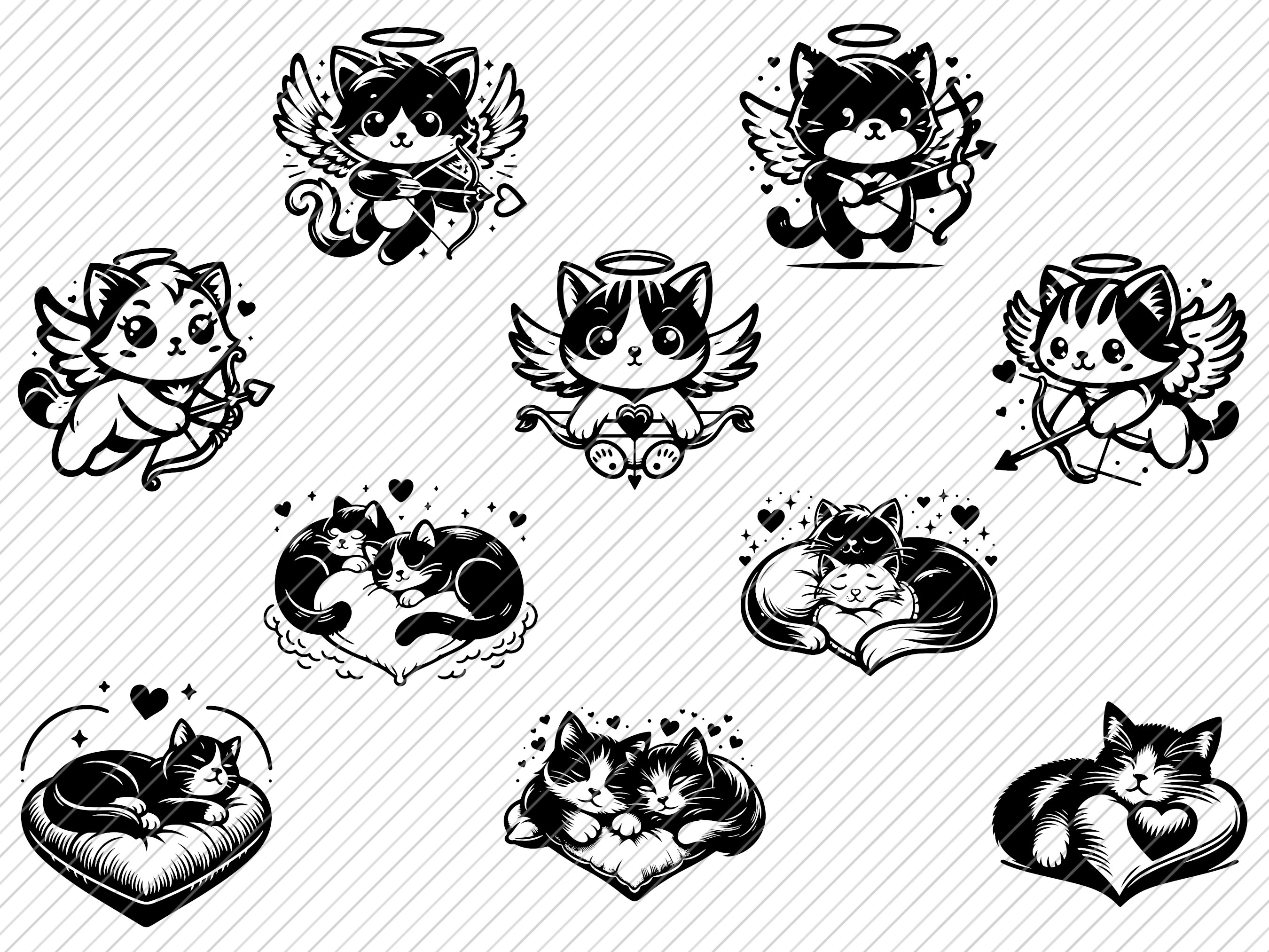 Cute Valentine Cat SVG Bundle, Cat Svg, Cat Png, Funny Cat Svg, Cute ...