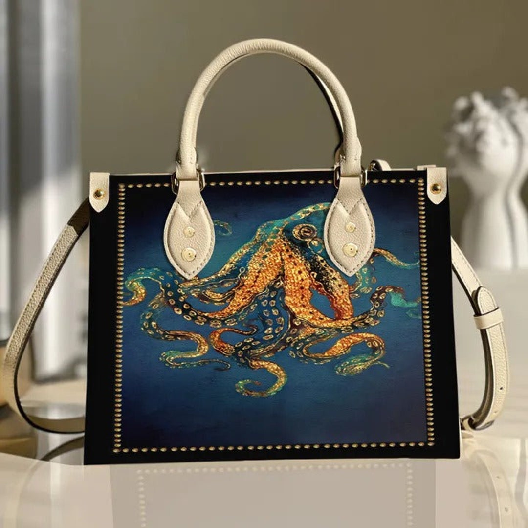 Custom Octopus Dark Ocean Leather Bagoctopus Women Bags and - Etsy