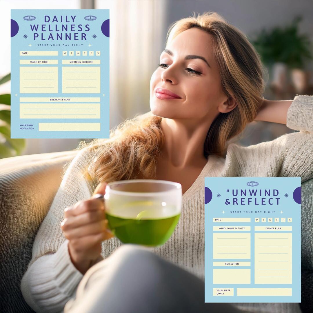 Daily Wellness Planner 2 Pages Relax and Unwind Sleep Plan Download ...