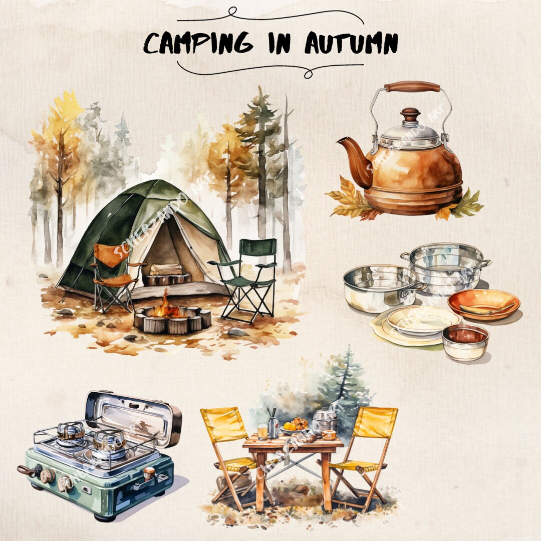 Watercolor Camping Clipart Camping PNG Nature Illustration - Etsy