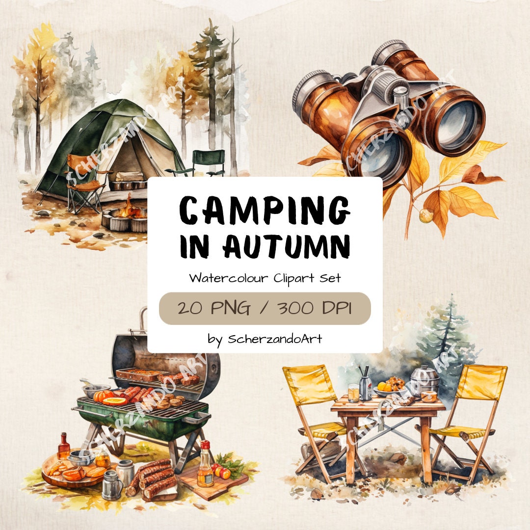 Watercolor Camping Clipart Camping PNG Nature Illustration - Etsy