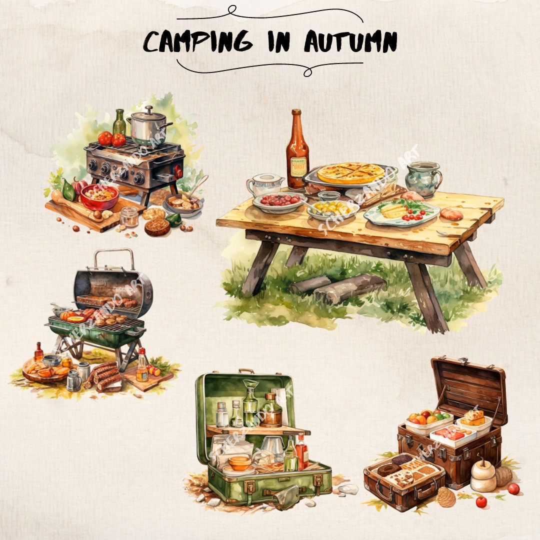 Watercolor Camping Clipart Camping PNG Nature Illustration - Etsy