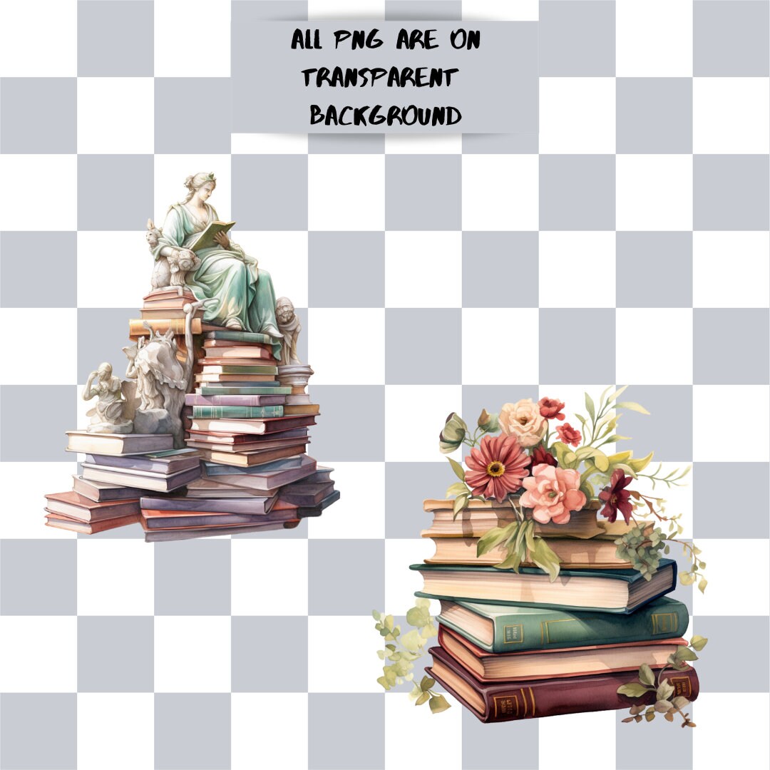 Vintage Book Pile PNG Book Pile Silhouette Clipart Instant - Etsy