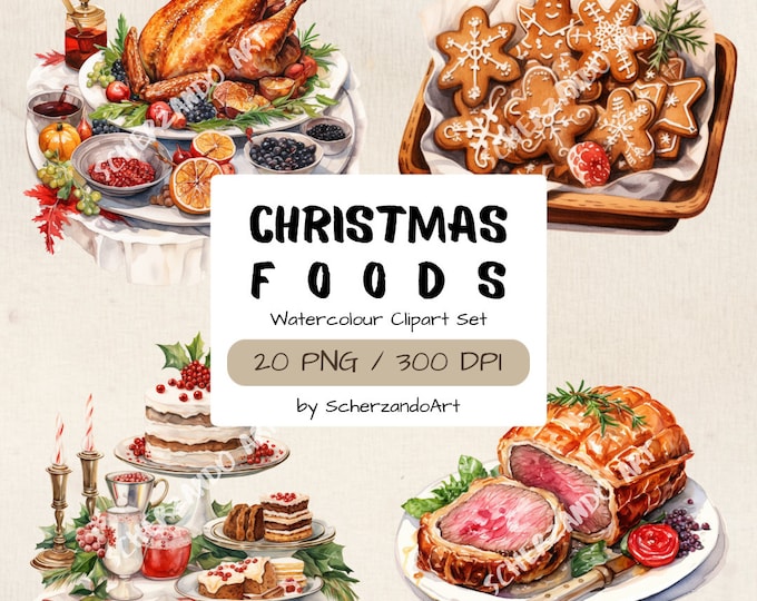 Cozy Christmas Foods Clipart Bundle Whimsical Christmas Png - Etsy