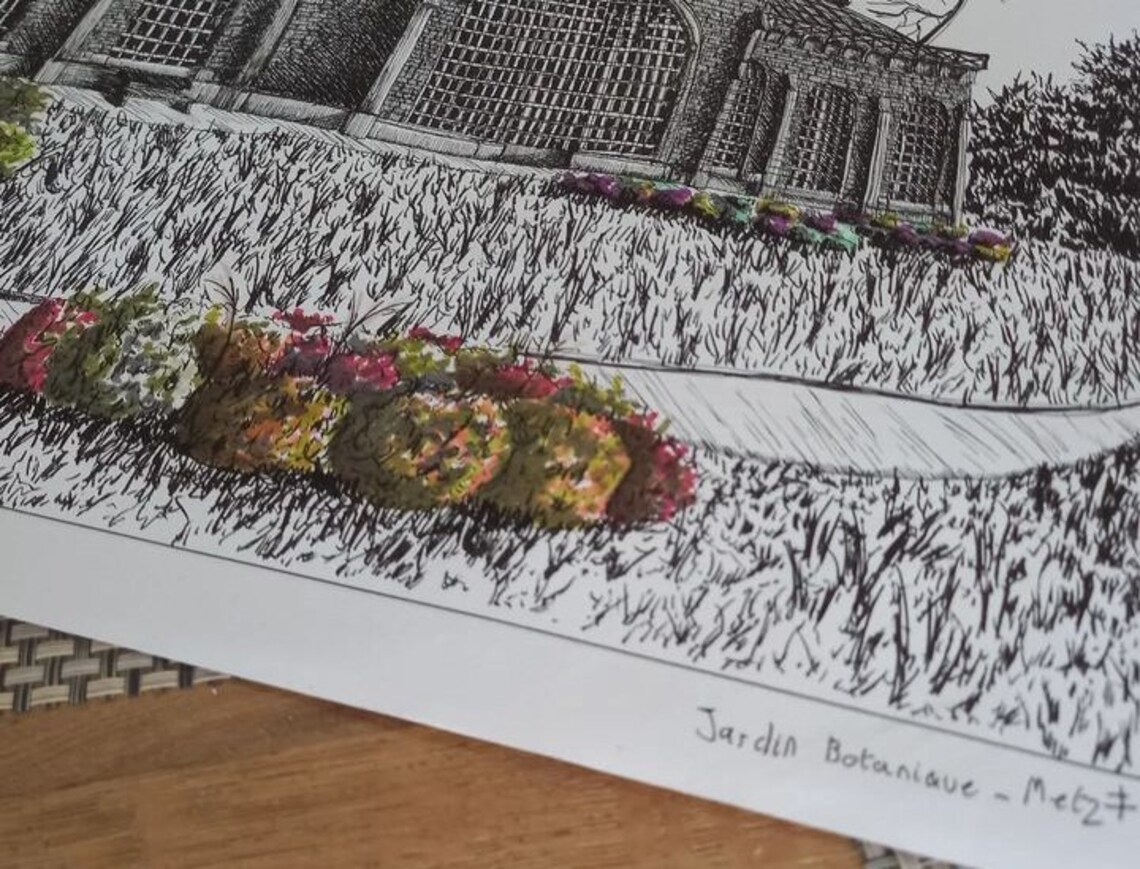 Drawing Architecture Metz - the Botanical Garden - Etsy