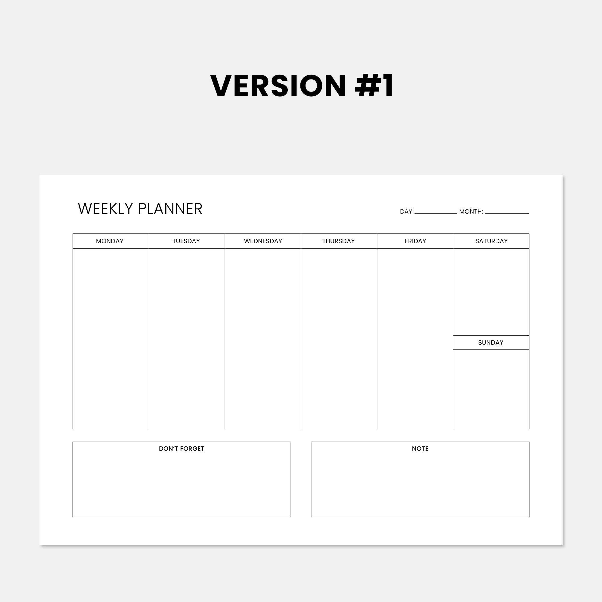 Weekly Planner Printable, to Do List, Minimal Weekly Schedule, Weekly ...
