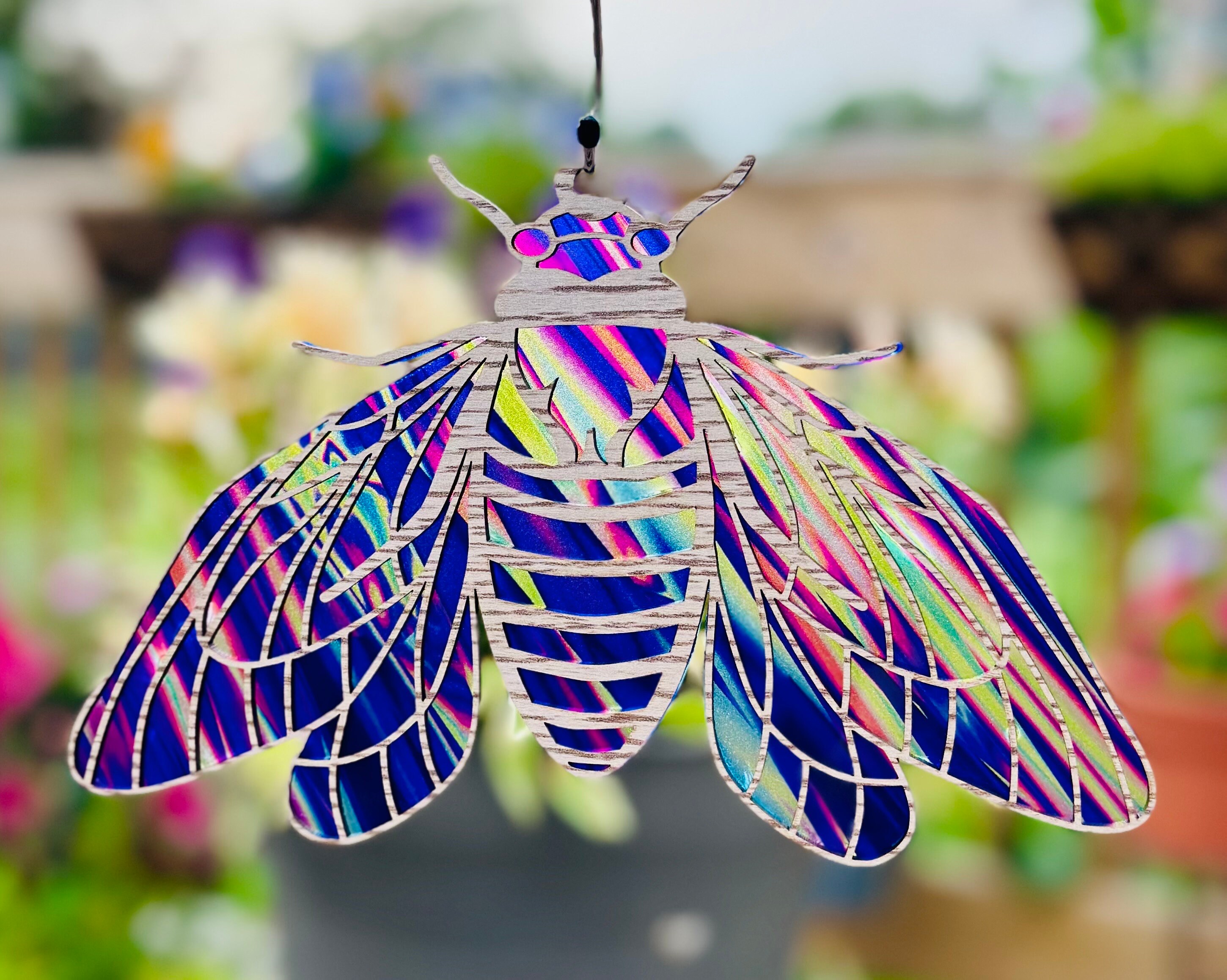 Colorful Cicada Wood Suncatcher, Window Hanger, Insect Christmas ...