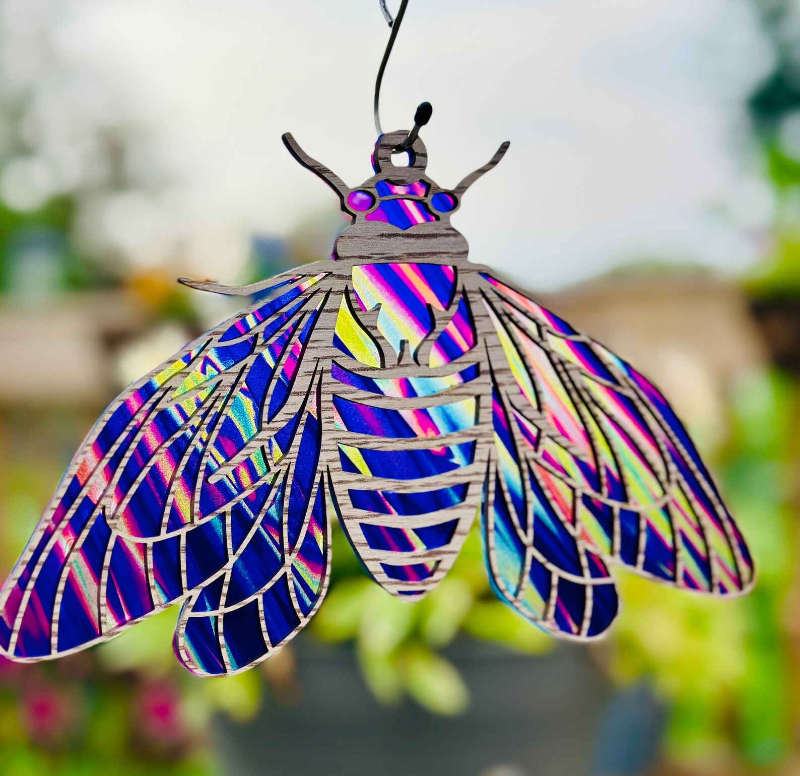 Colorful Cicada Wood Suncatcher, Window Hanger, Insect Christmas ...