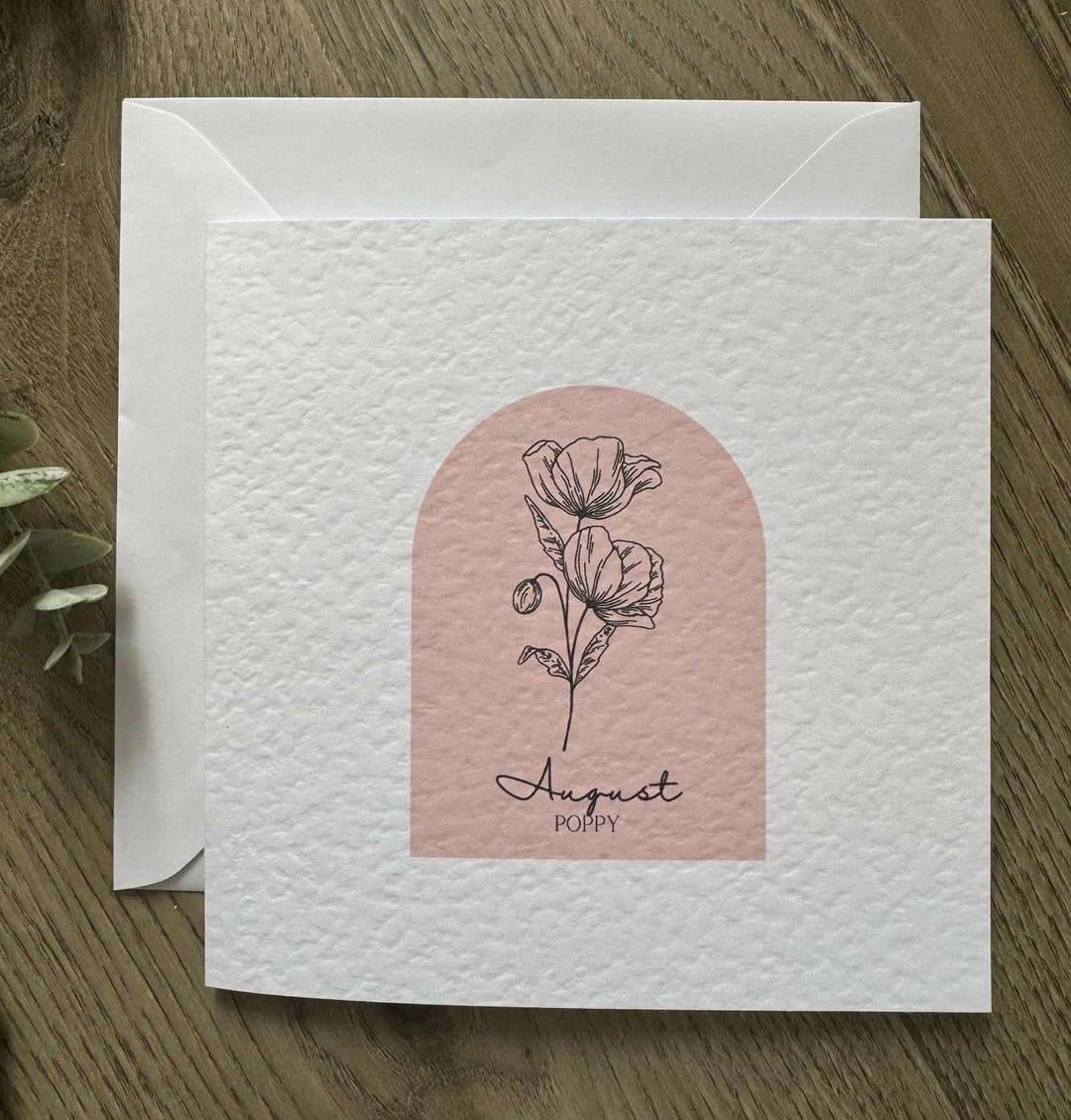 Birth Flower Birthday Card, August Birthday Card, Personalised Birthday ...