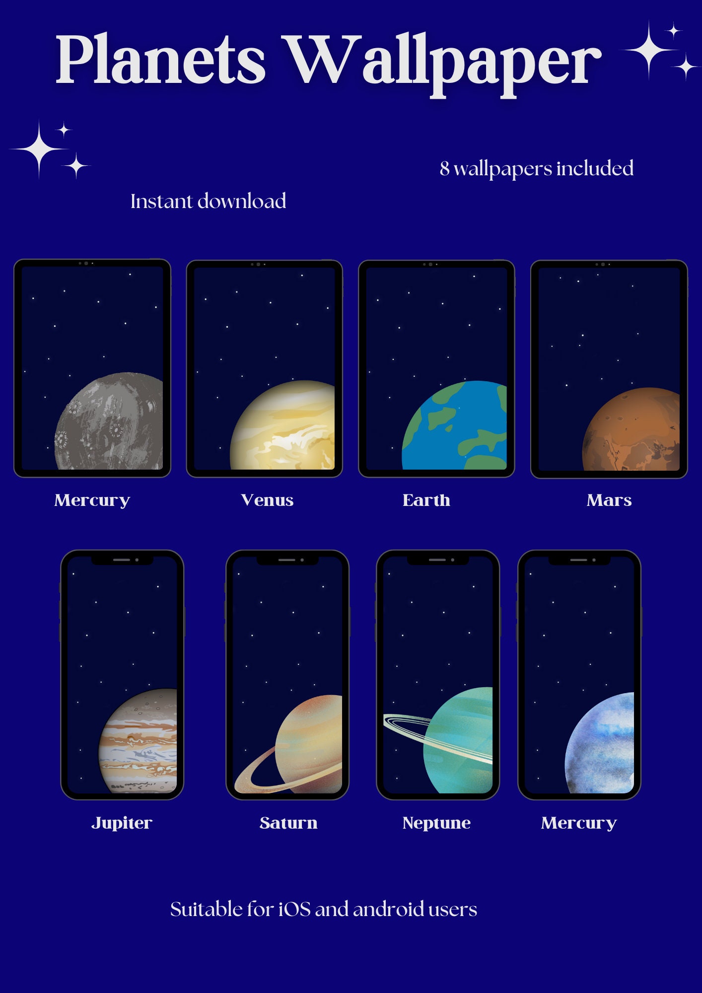 8 Planets Solar System Phone Wallpapers IOS Android Smartphone Smart ...