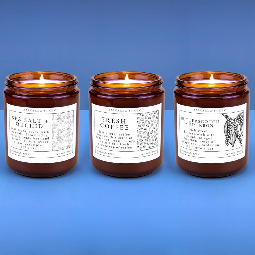 3 Candle Gift Set Hard Poured Soy Wax Candles Gift for Her Home Decor ...