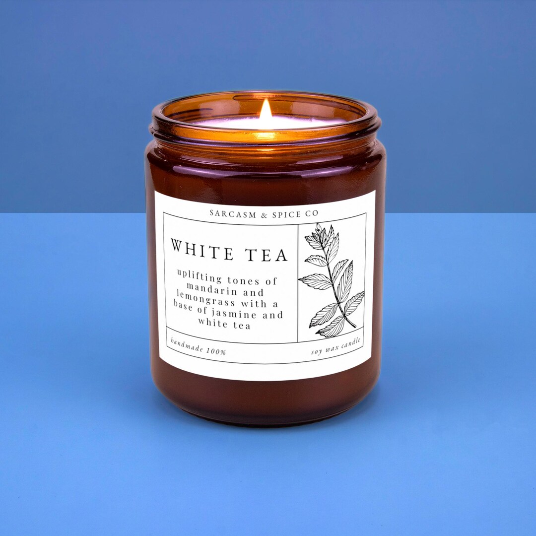 White Tea Candle Gifts for Her Home Decor Candle Homemade Hand Poured ...