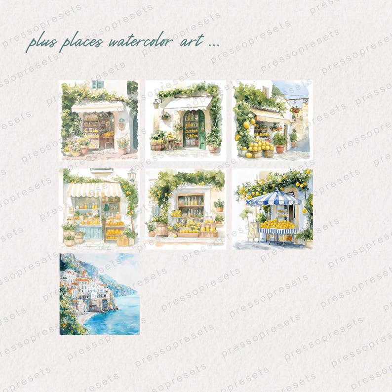 Watercolor Clipart Italy | Amalfi Coast Bridal Shower | Italy Wedding ...