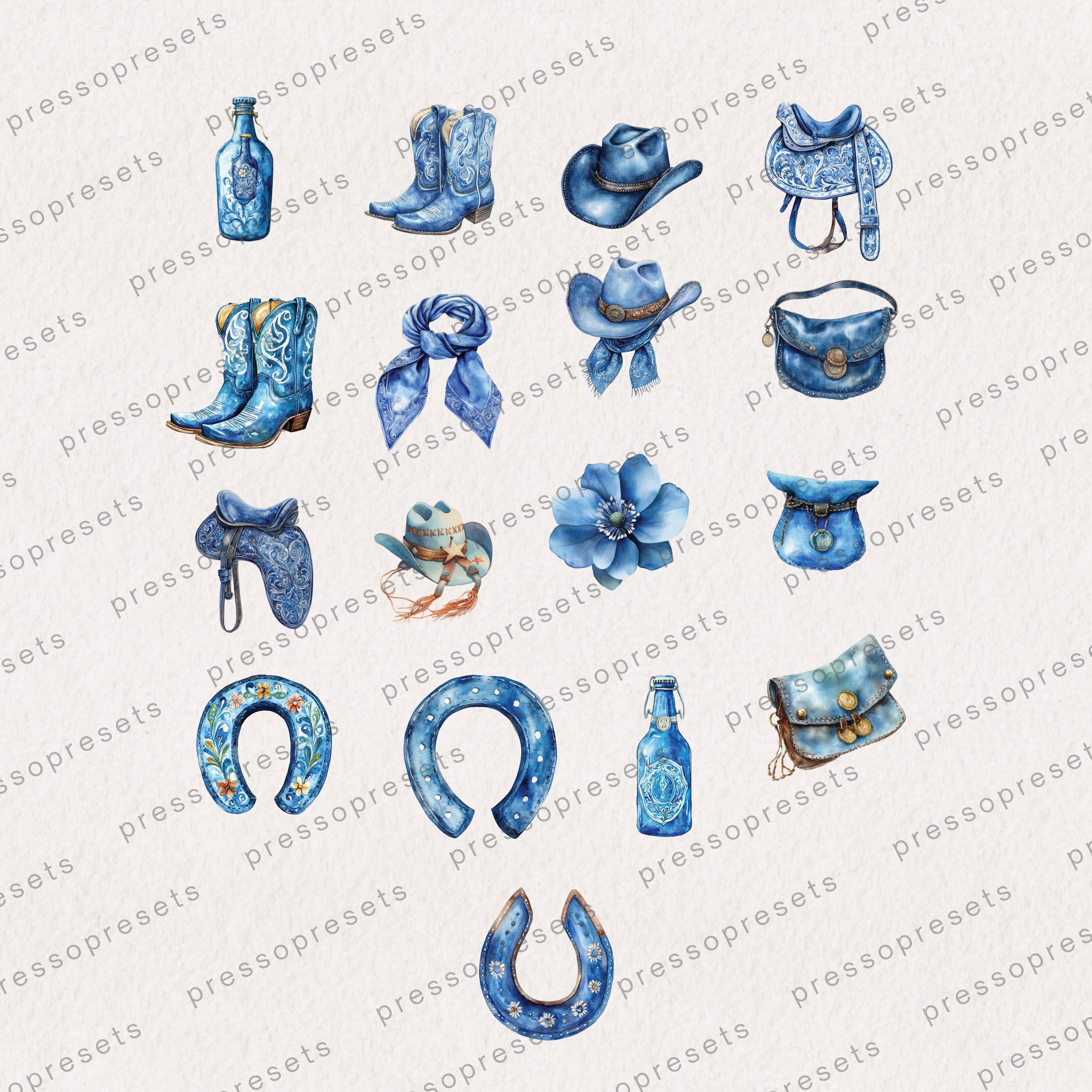 Blue Cowboy Boots Watercolor Clipart, Png,digital Stickers,wild West ...