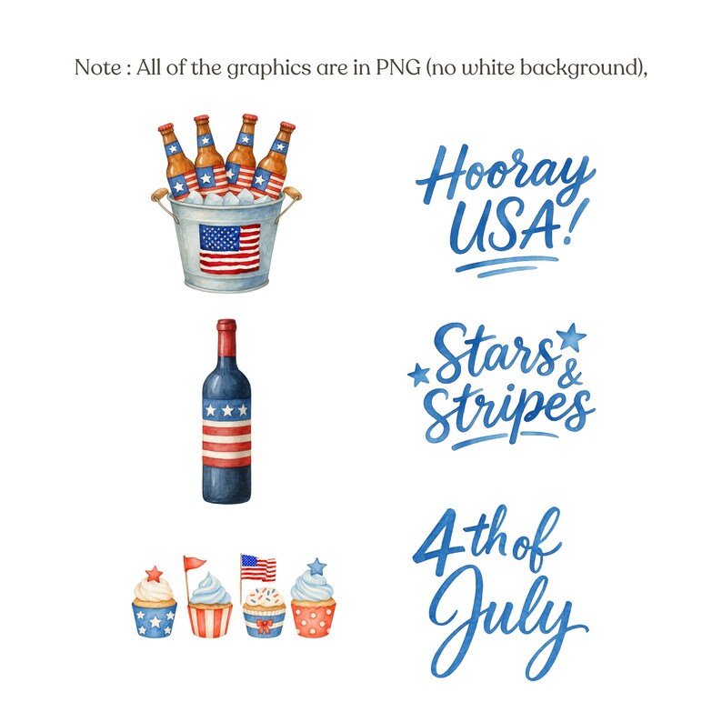 4th of July Watercolor Clipart | Independence Day Clip Art, 4th of July ...