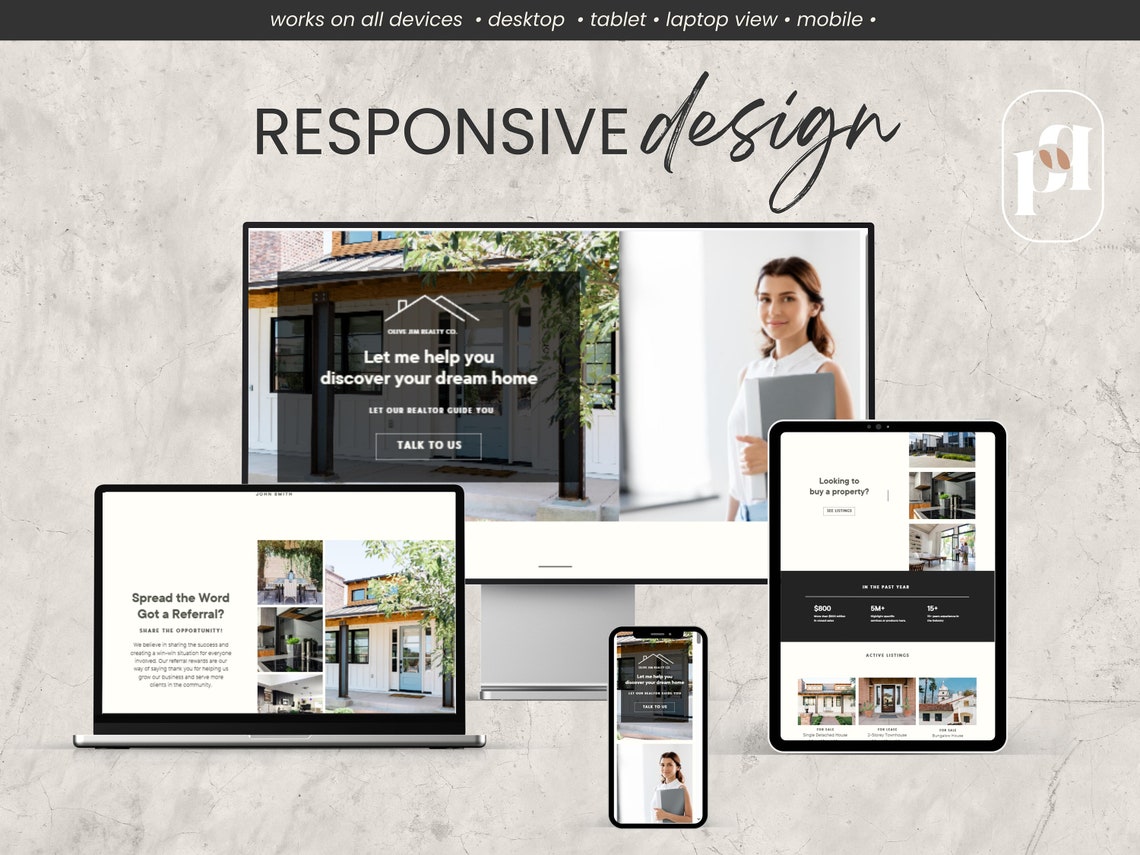Realtor Website Template Canva, Realtor Landing Page, Neutral Theme ...