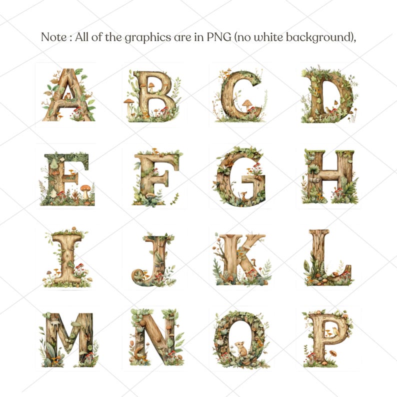 Woodland Alphabet Letter Clipart | Baby Shower Art | Animals Alphabet ...