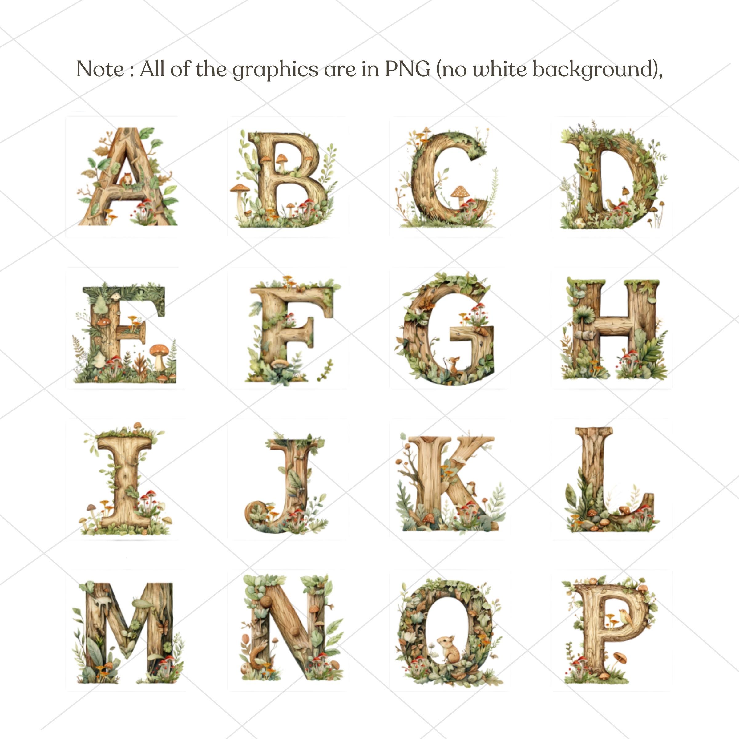 Woodland Alphabet Letter Clipart | Baby Shower Art | Animals Alphabet ...