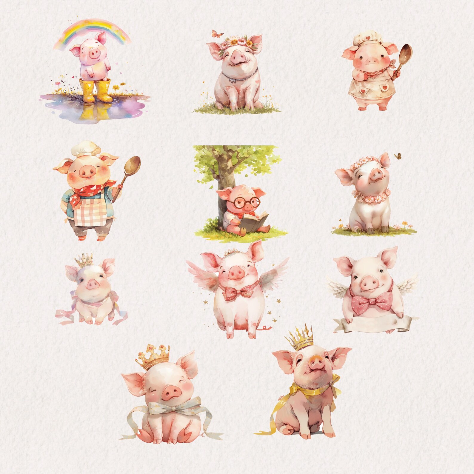 Watercolor Pig Clipart,baby Pig Clipart Watercolor PNG, Cute Farm ...