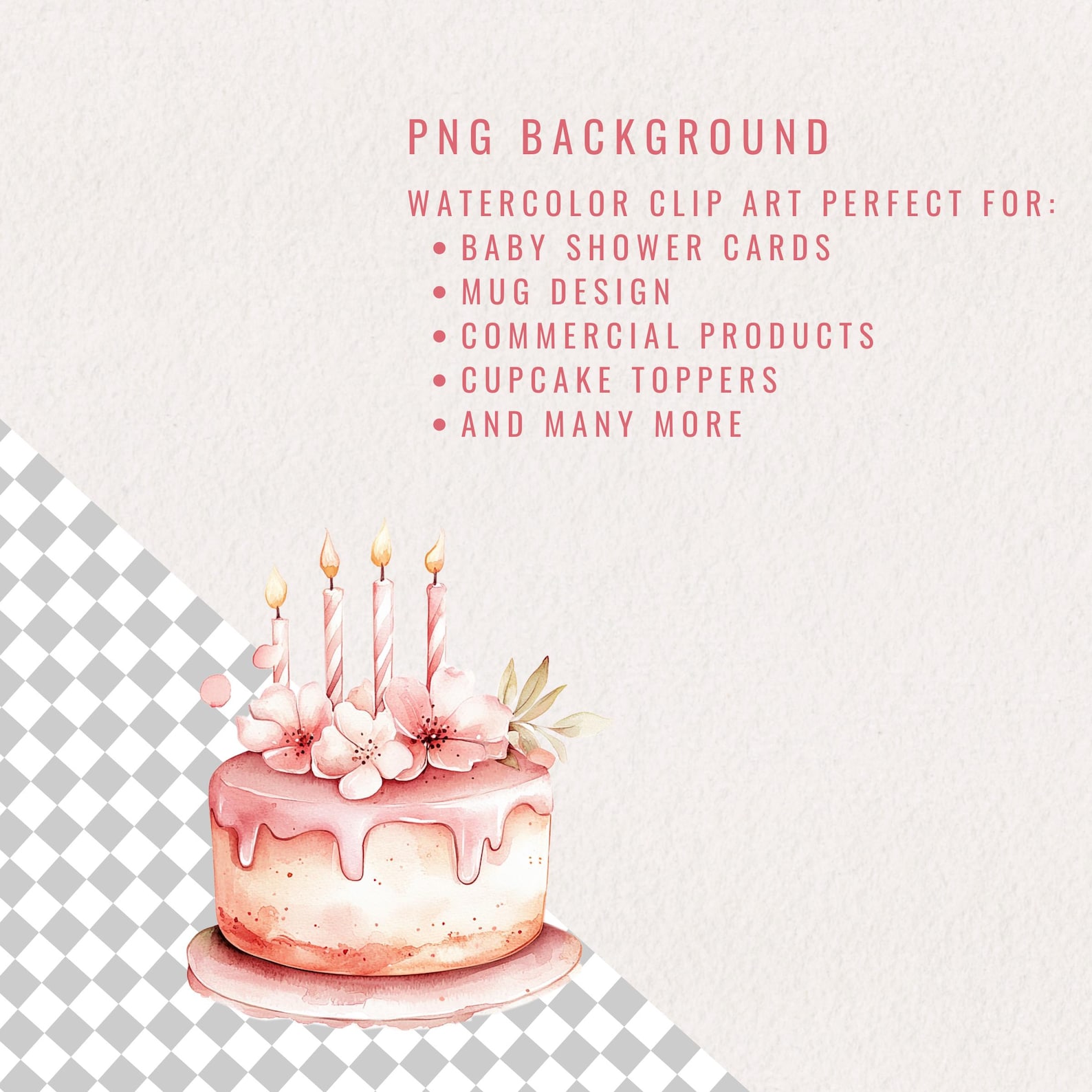 Watercolor Birthday Cake Clipart, Pink Cake, PNG, Digital Stickers ...