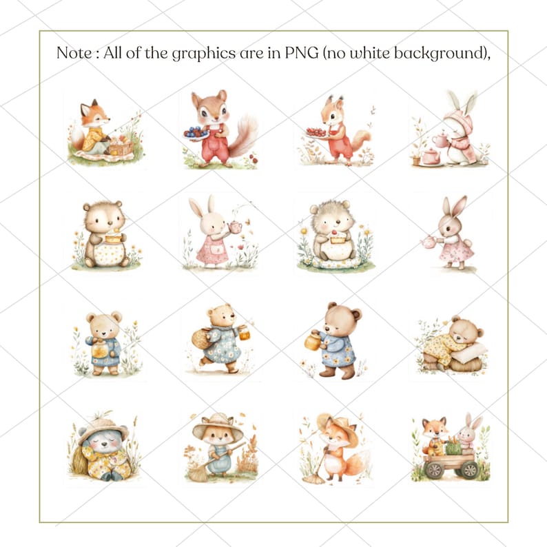 Woodland Animals Watercolor Clipart | Spring Whimsical Garden, Easter ...