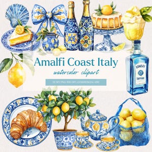 Watercolor Clipart Italy | Amalfi Coast Bridal Shower | Italy Wedding ...