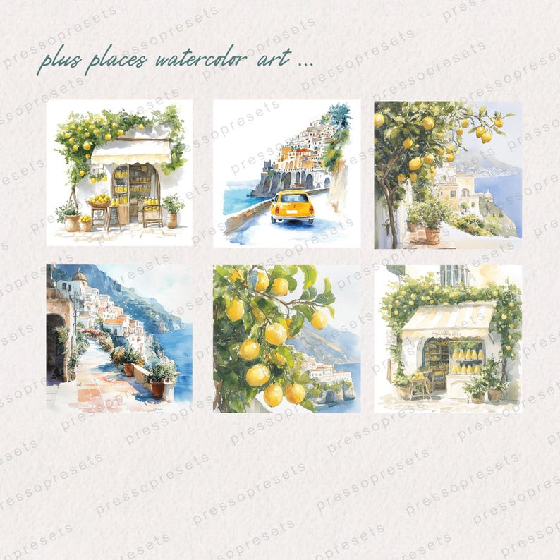 Watercolor Clipart Italy | Amalfi Coast Bridal Shower | Italy Wedding ...