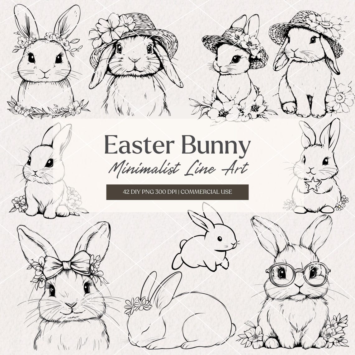 Easter Bunny Clipart | Rabbit Minimalist Line Art |animal Vector|tattoo ...